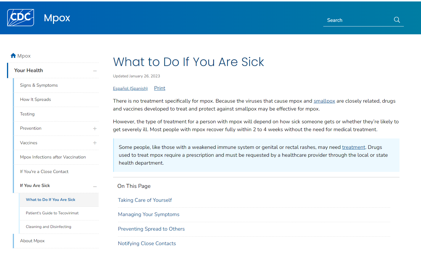 Factsheet: What to Do If You Are Sick with Mpox | Vaccine Resource Hub